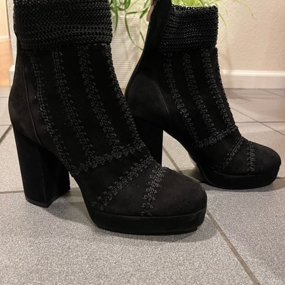 Anthropologie | Shoes | Silent D Patchwork Knit Platform Boots Black ...